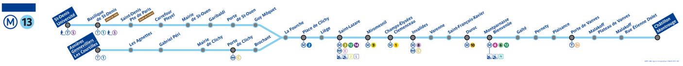 Plan métro Paris ligne 13 - Carte métro Paris ligne 13 (France)