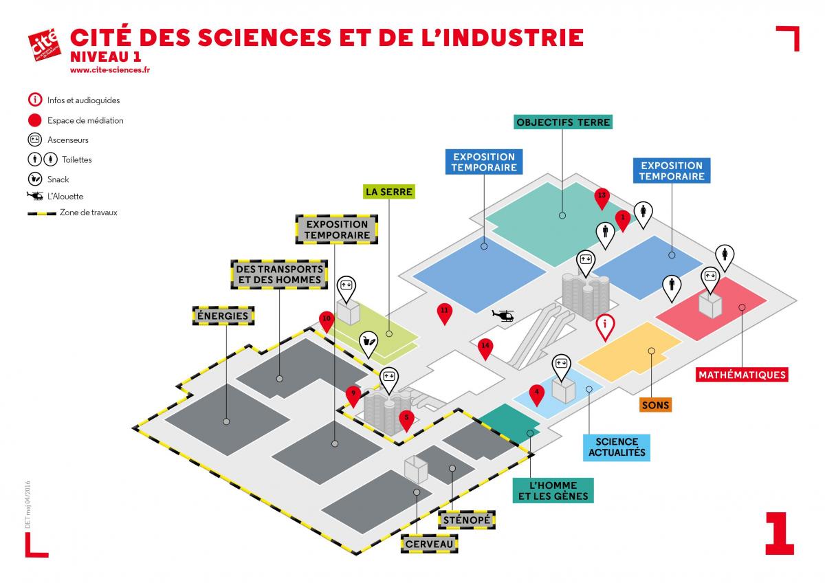Plan Cité des sciences Niveau 1 - Carte Cité des sciences Niveau 1 (France)